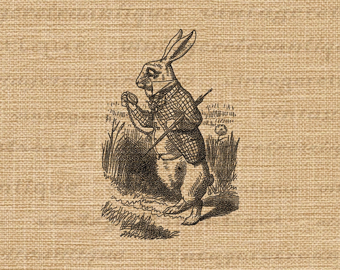 Printable White Rabbit Graphic Digital Alice in Wonderland - Etsy