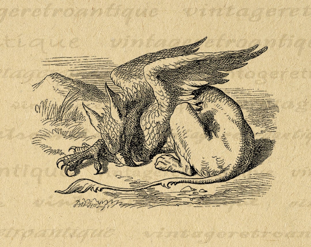 Printable Alice in Wonderland Gryphon Graphic Griffin Digital Image ...