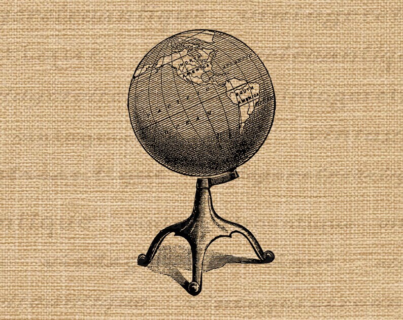 Antique Globe Digital Graphic Printable Earth Planet Image - Etsy
