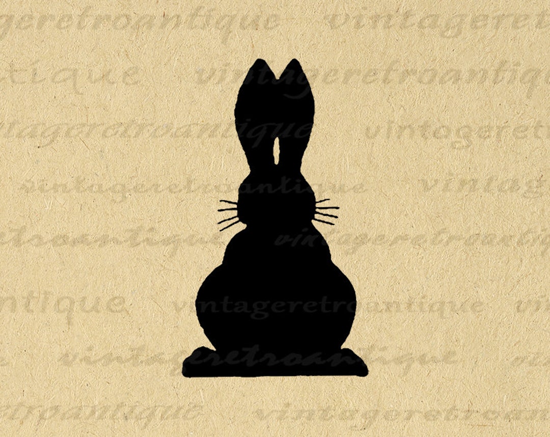 Bunny Silhouette Printable Graphic Download Rabbit Illustration Digital ...