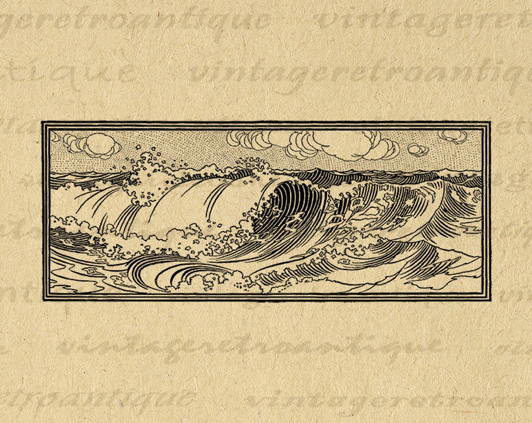 Ocean Waves Digital Graphic Download Sea Image Printable Classic ...