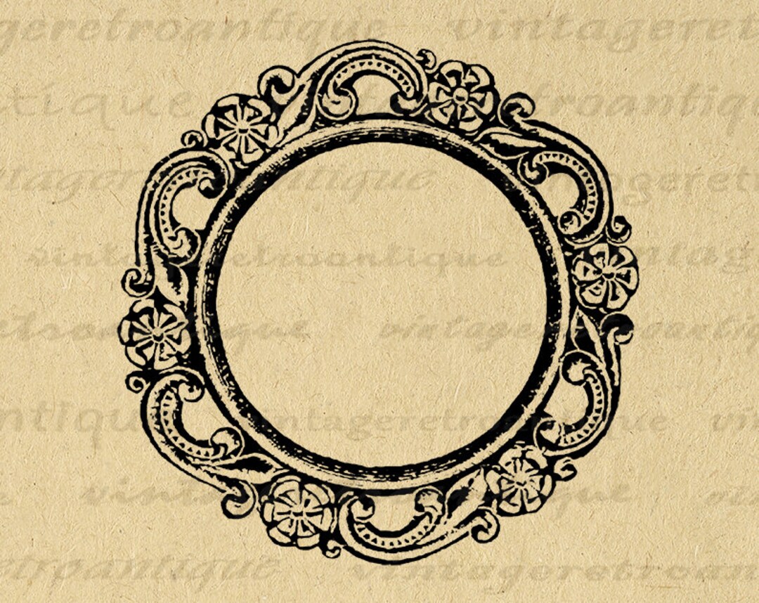 Printable Digital Elegant Circle Frame Graphic Design Illustration ...