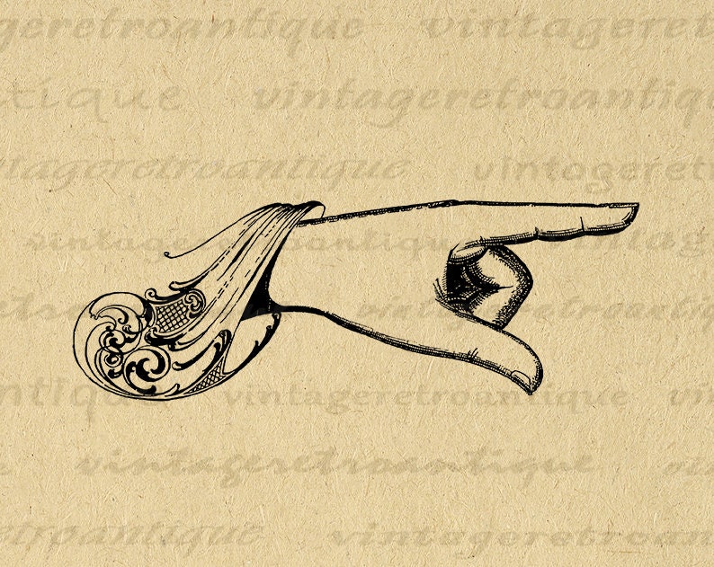 Ornamental Pointing Finger Digital Graphic Image Elegant Hand Design ...