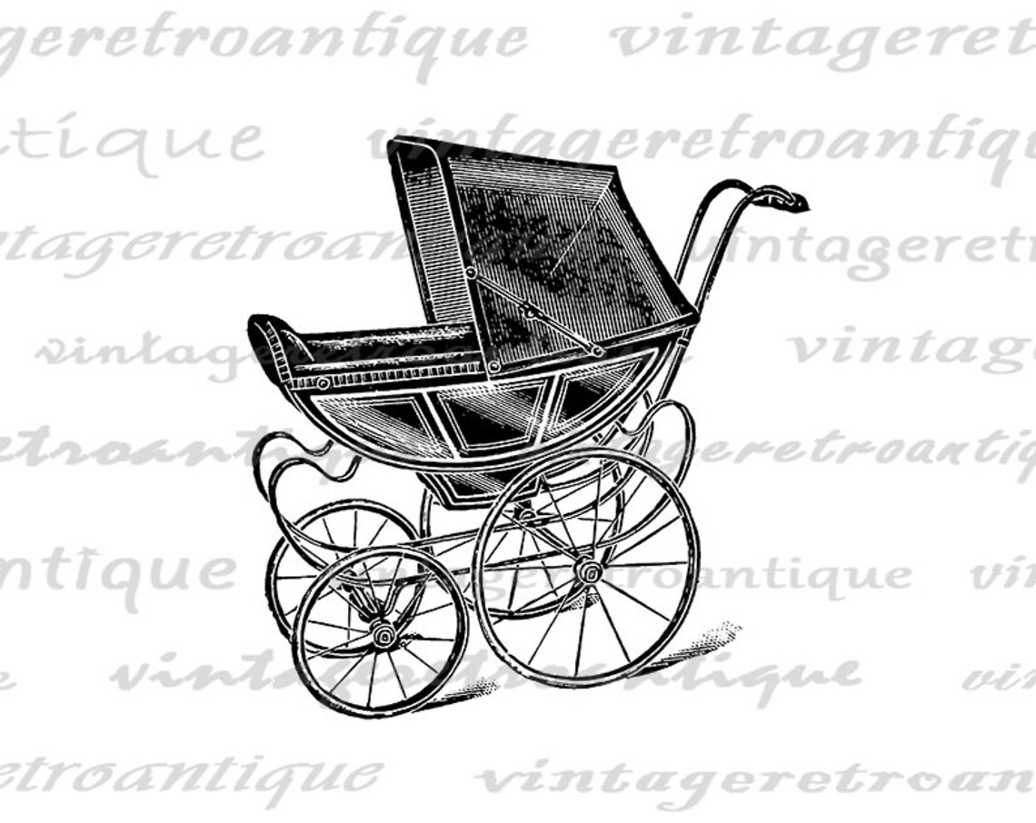 Baby Carriage Digital Graphic Printable Stroller Antique Image - Etsy