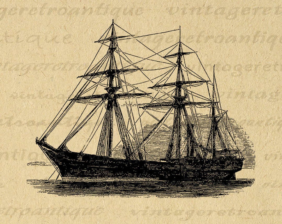 Printable Ship Image Instant Download Antique Vintage Boat Graphic ...
