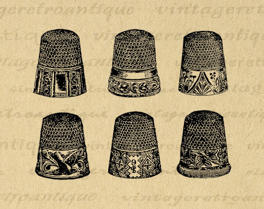 Set of Thimbles Digital Graphic Download Sewing Illustration Image ...