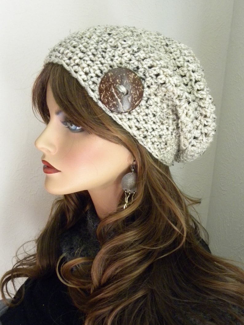 Best Seller Seagrass Tan Slouchy Beanie With Coconut Button - Etsy