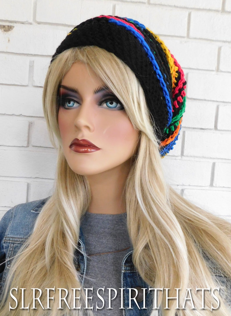 Colorful Slouchy Beanie Hat Women's Hat Handmade Boho - Etsy