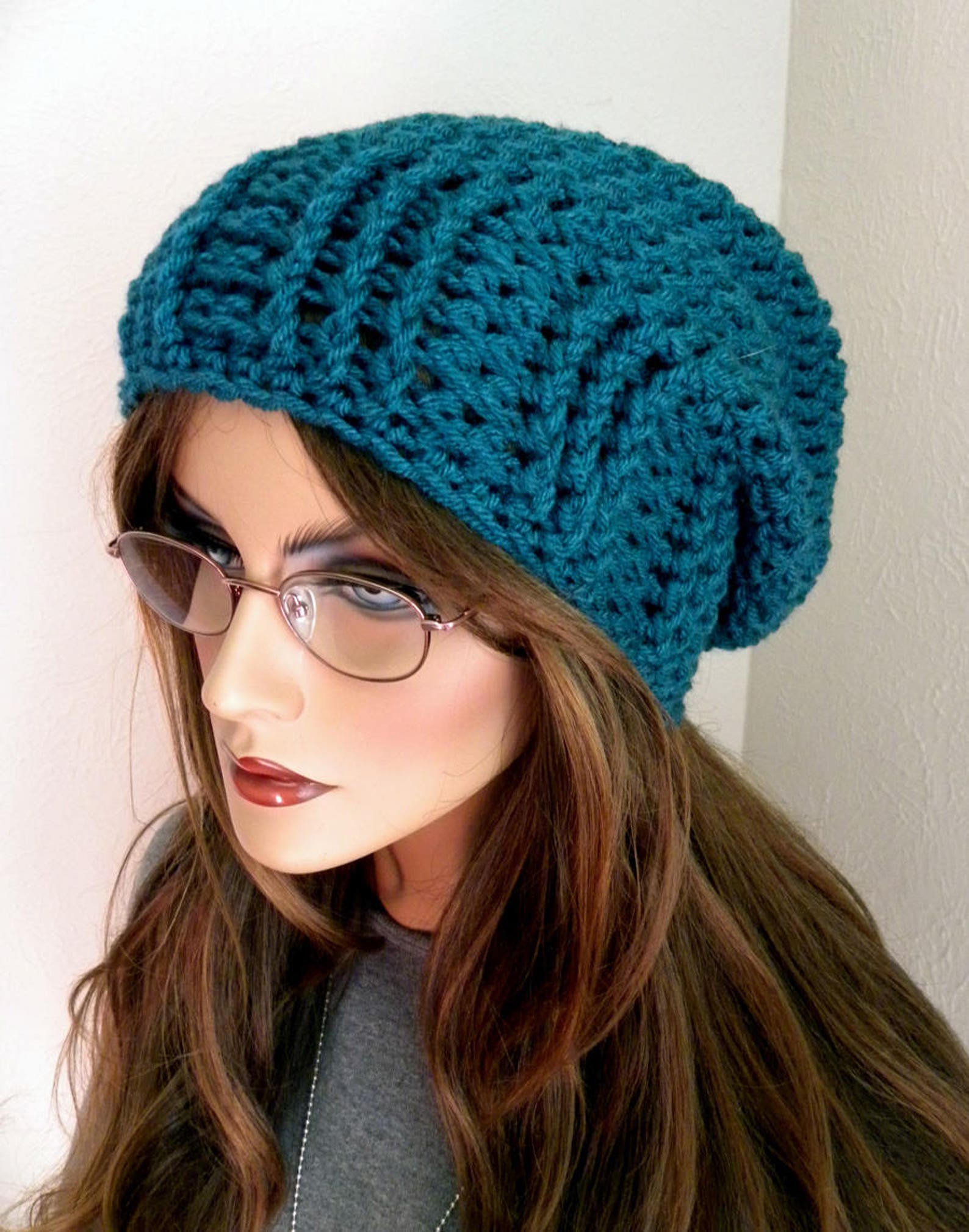 Teal Blue Slouch HatBoho Style Hats Women's Slouch | Etsy