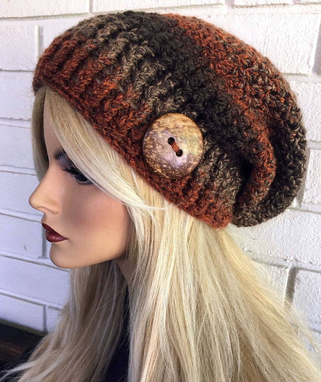 Shades of Brown Slouchy Hat, Boho Chic, Monochromatic, Fall Colors ...