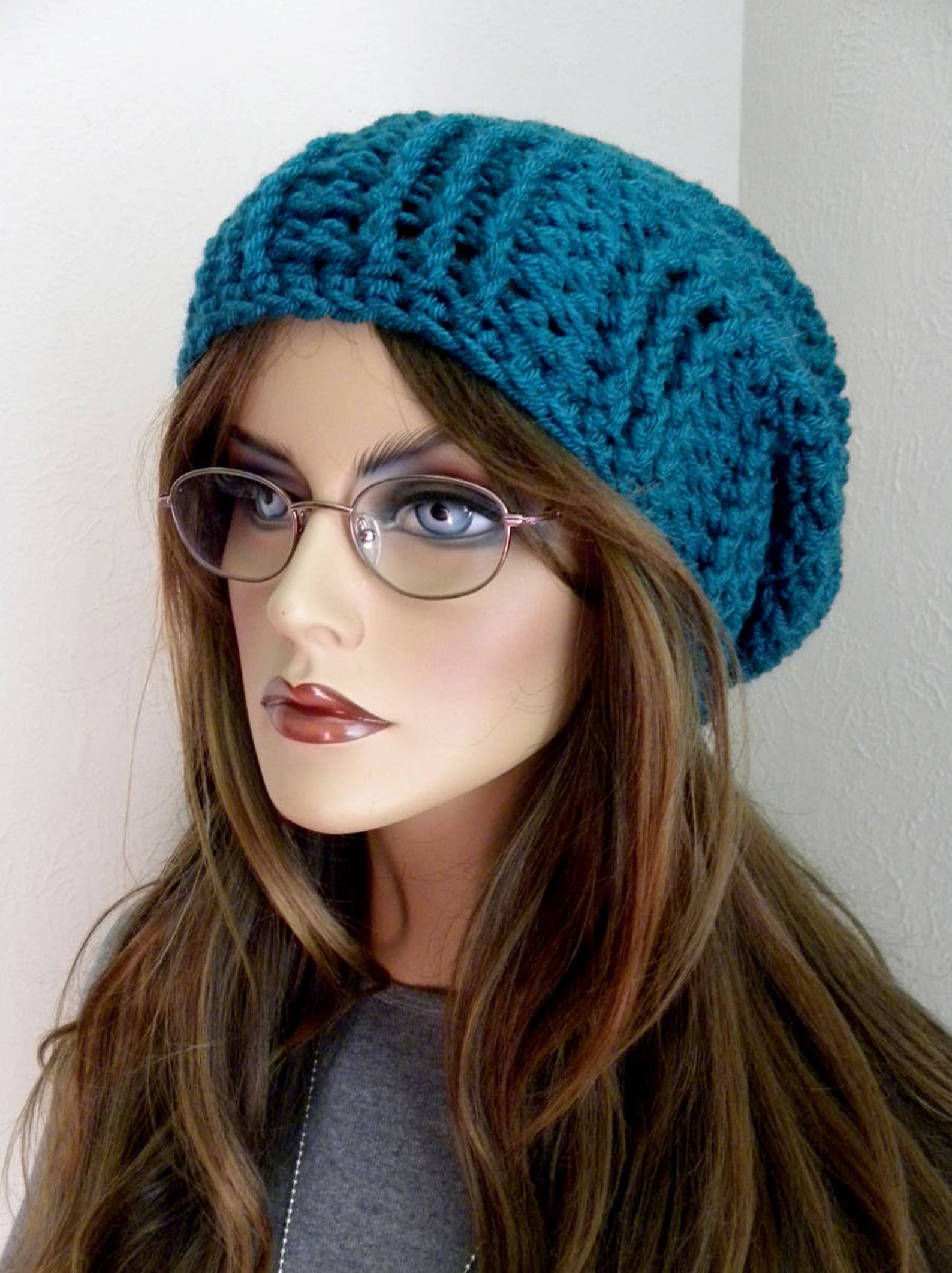 Teal Blue Slouch HatBoho Style Hats Women's Slouch | Etsy