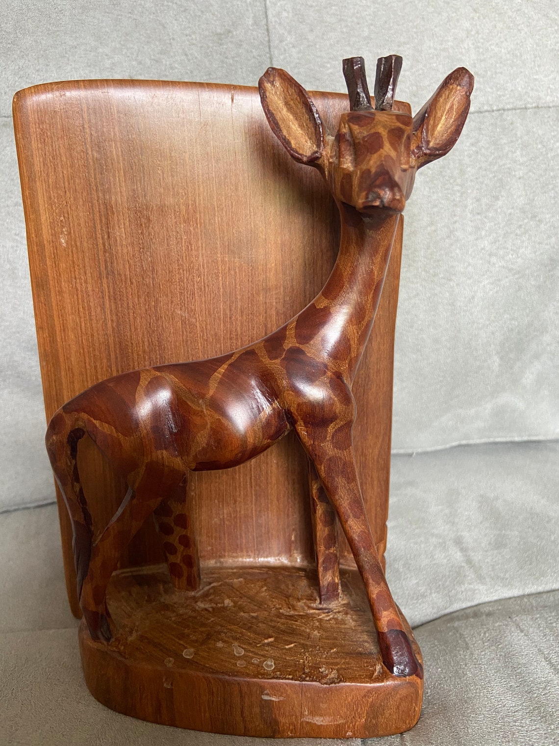 Carved Giraffe Bookend Vintage Wooden Figurine Boho Safari - Etsy