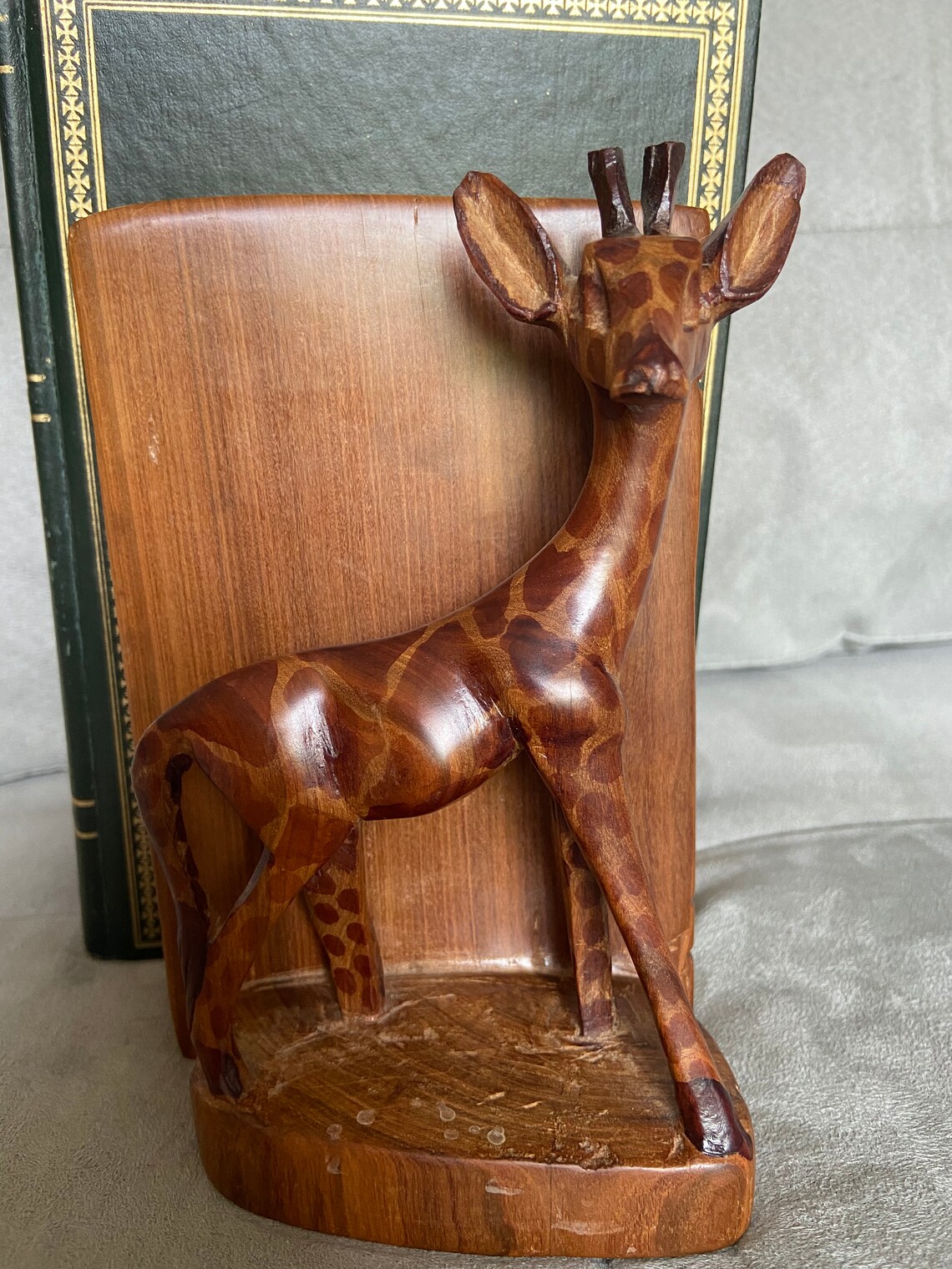 Carved Giraffe Bookend, Vintage Wooden Figurine, Boho Safari Decor - Etsy