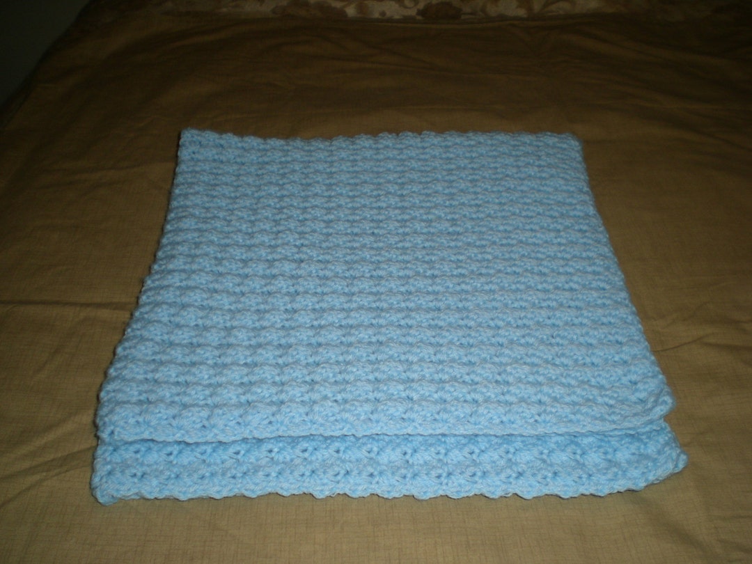 Blue Baby Blanket/pastel Blue Crocheted Baby Afghan/blue Blanket/light ...