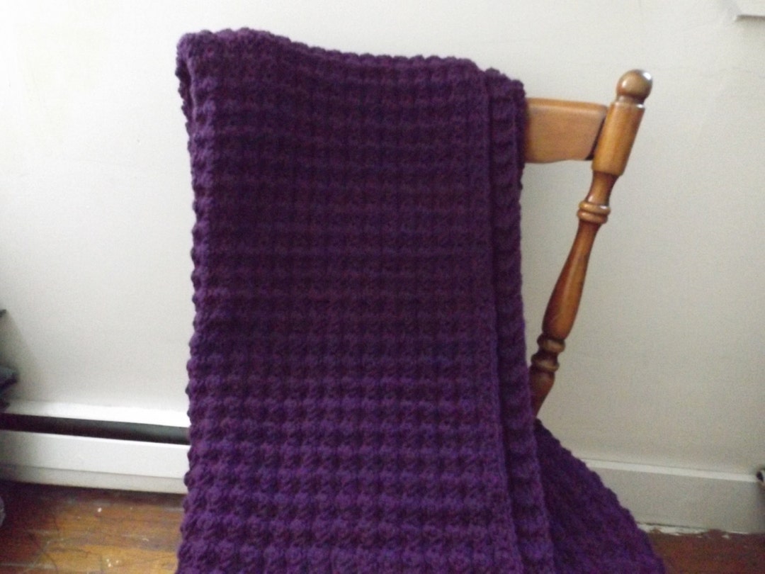 Dark Purple Crocheted Throw/violet Crocheted Afghan/dark Violet ...