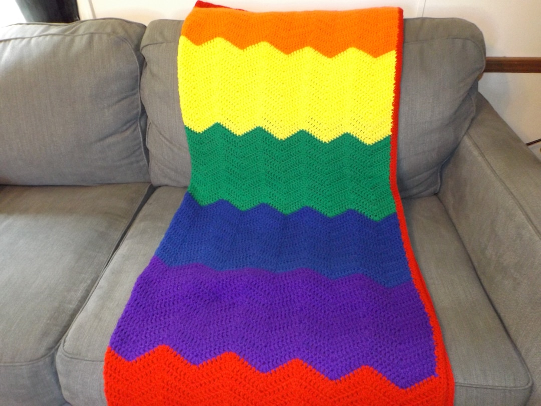 Rainbow Colored Throw Blanket/multi Color Crocheted Afghan/bright ...