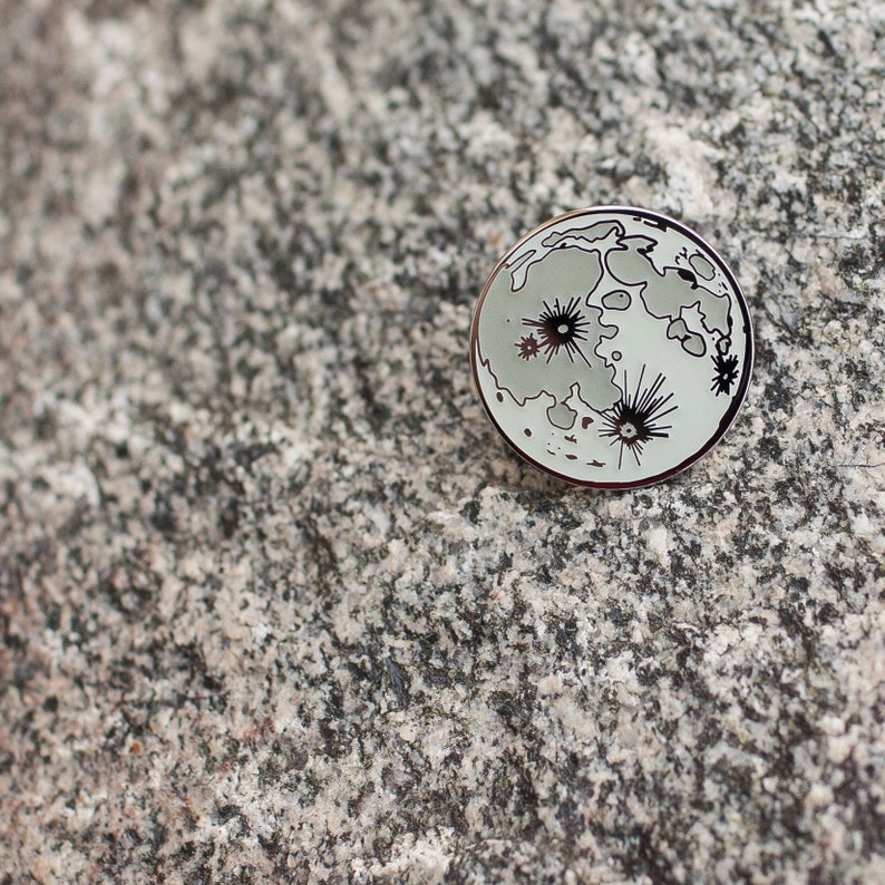 Moon Glow in the Dark Enamel Pin | Etsy