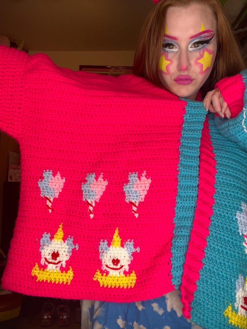 Cotton Candy Clown Carnival Crochet Cardigan Ready to Ship - Etsy
