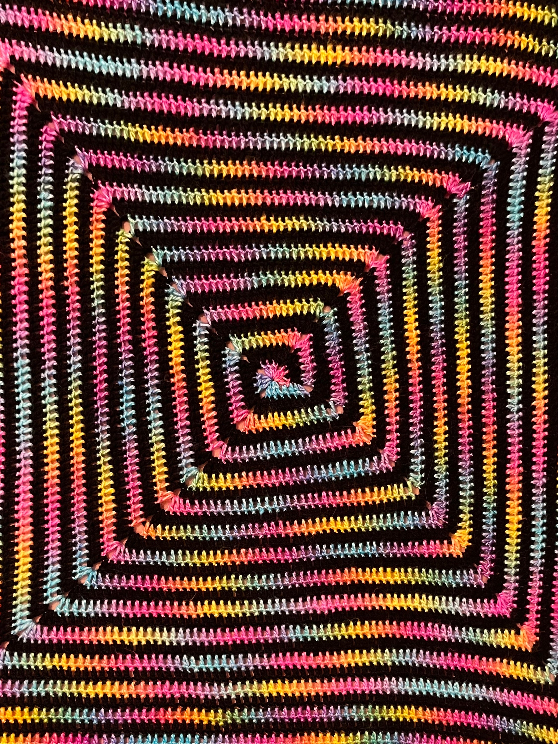 Crochet Black and Rainbow Spiral Throw Blanket - Etsy
