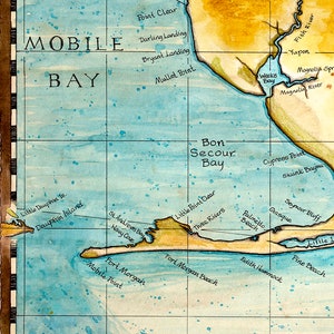 The Alabama Riviera; Alabama Coast Map; Map Art; Hand Drawn; Gulf ...