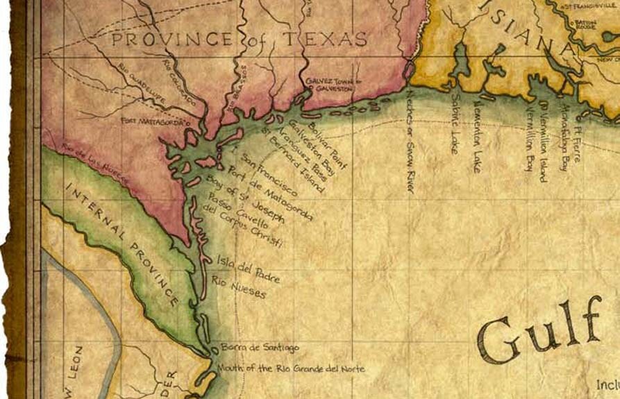 Gulf of Mexico Map Art C. 1820 14" X 19 +" - Florida - Gulf of Mexico ...