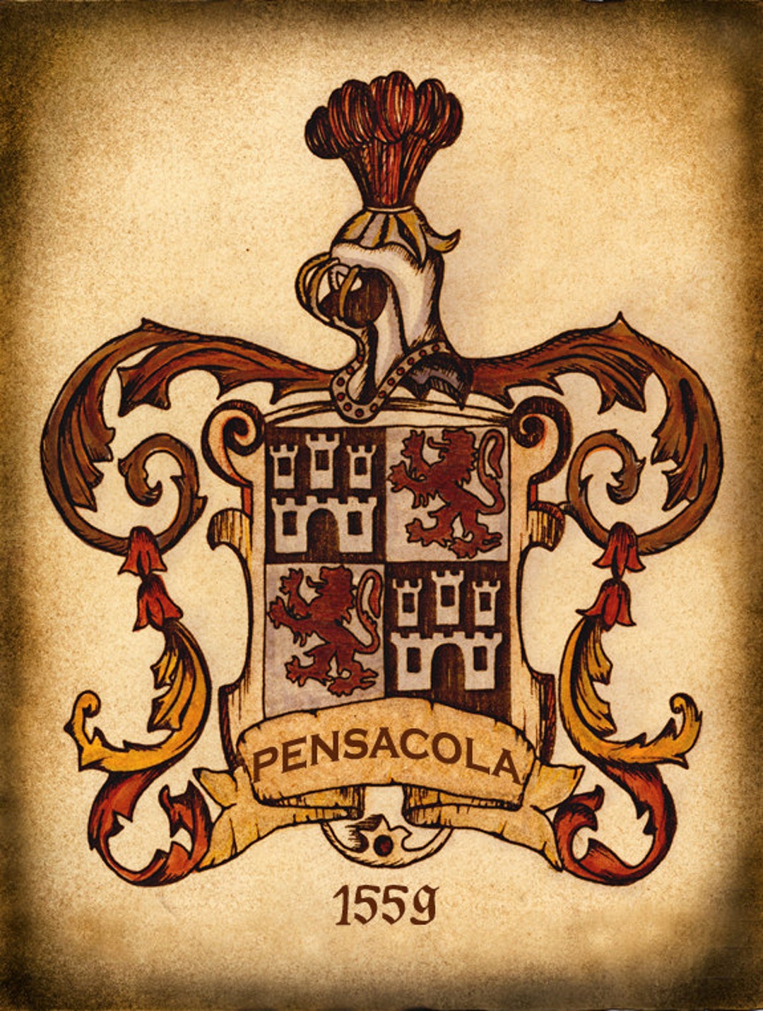Pensacola Spanish Crest Artwork - Coat of Arms - Pensacola Florida ...