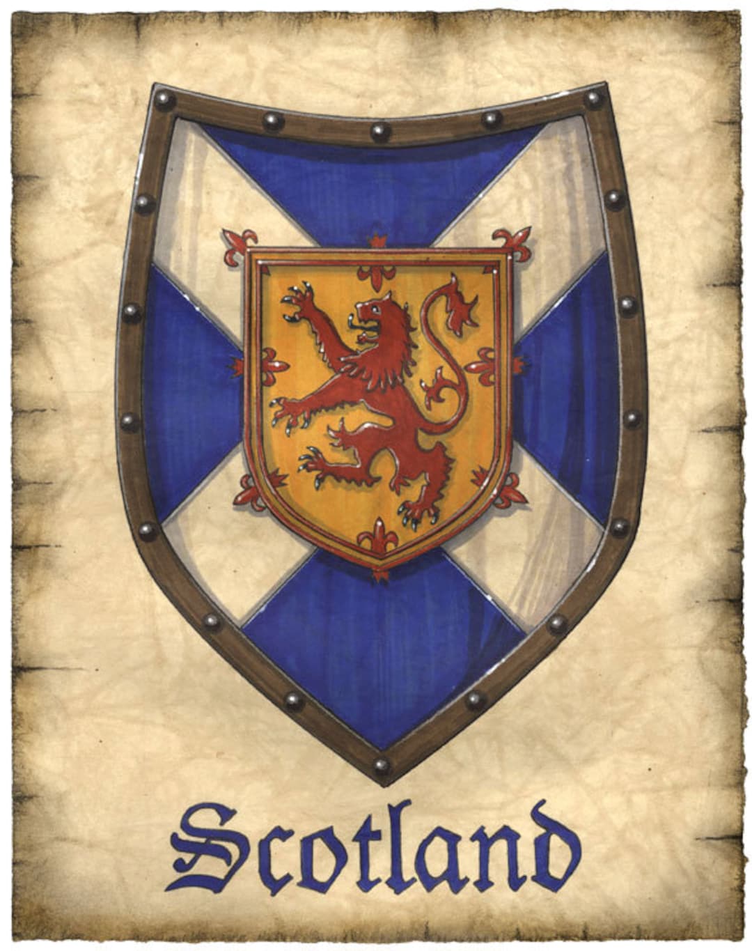 Scotland Crest Artwork 8" X 10" +, Scottish Flag, Scotland Art Prints ...