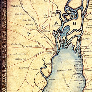 Mobile Bay Map Art, C. 1865 - 14" X 19" - Civil War Maps - Mobile Bay ...