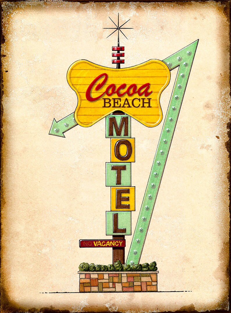 Cocoa Beach Retro Motel Sign Cocoa Beach FL Vintage Motel - Etsy