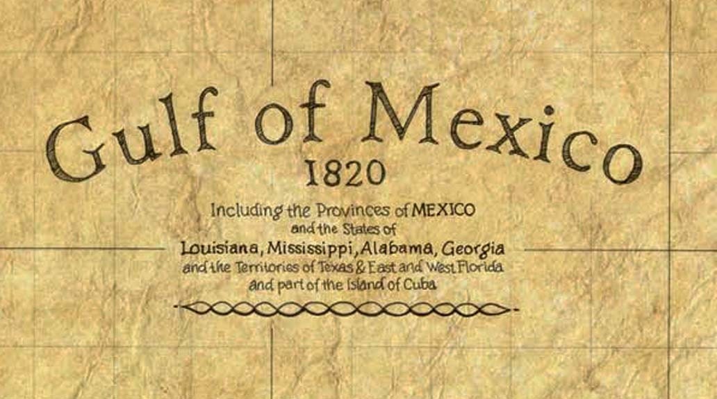 Gulf of Mexico Map Art C. 1820 14" X 19 +" - Florida - Gulf of Mexico ...