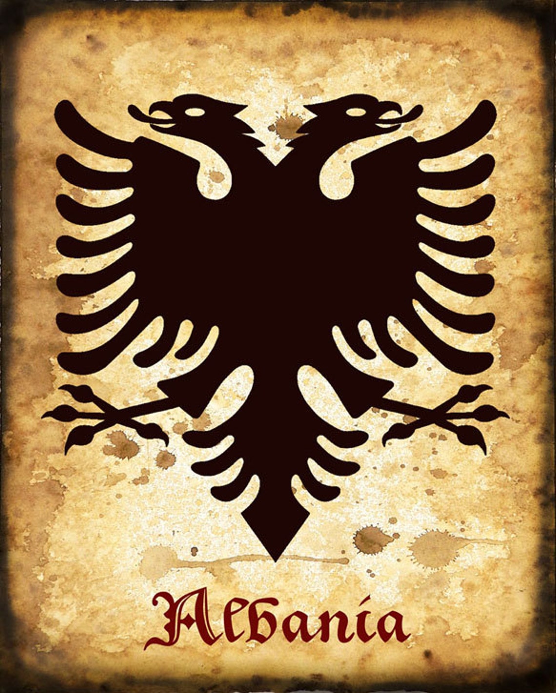 Albanian Flag Art Crest - Distressed Albanian Eagle - Albania - Double ...