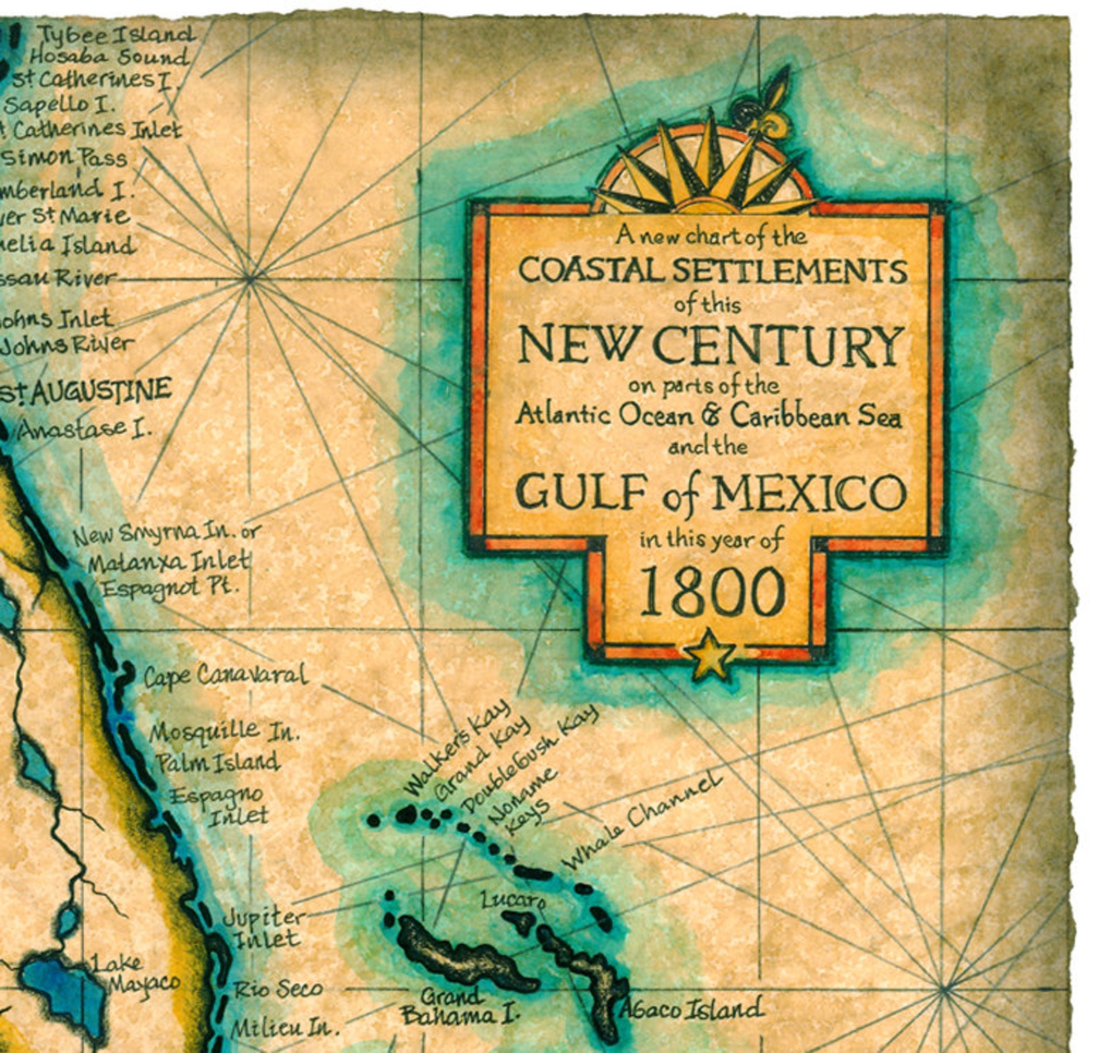 Gulf and Caribbean Map Art C. 1800, Old Maps, Cuba, Florida Maps ...