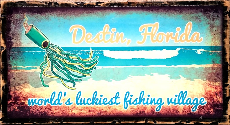 Vintage Destin Florida Sign, Original Artwork Signs, Destin, Florida ...