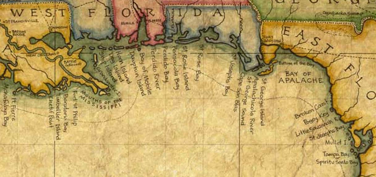Gulf of Mexico Map Art C. 1820 14" X 19 +" - Florida - Gulf of Mexico ...