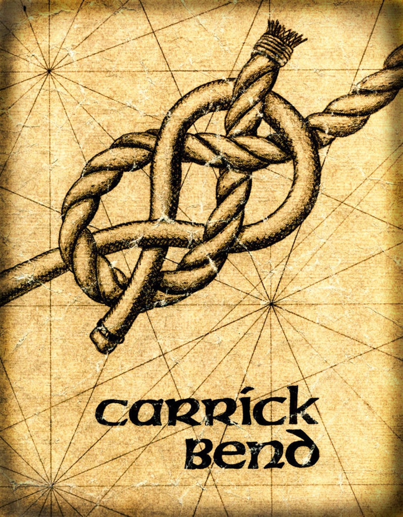Carrick Bend Knot Art 8x10 Sailing Knots Nautical Art | Etsy