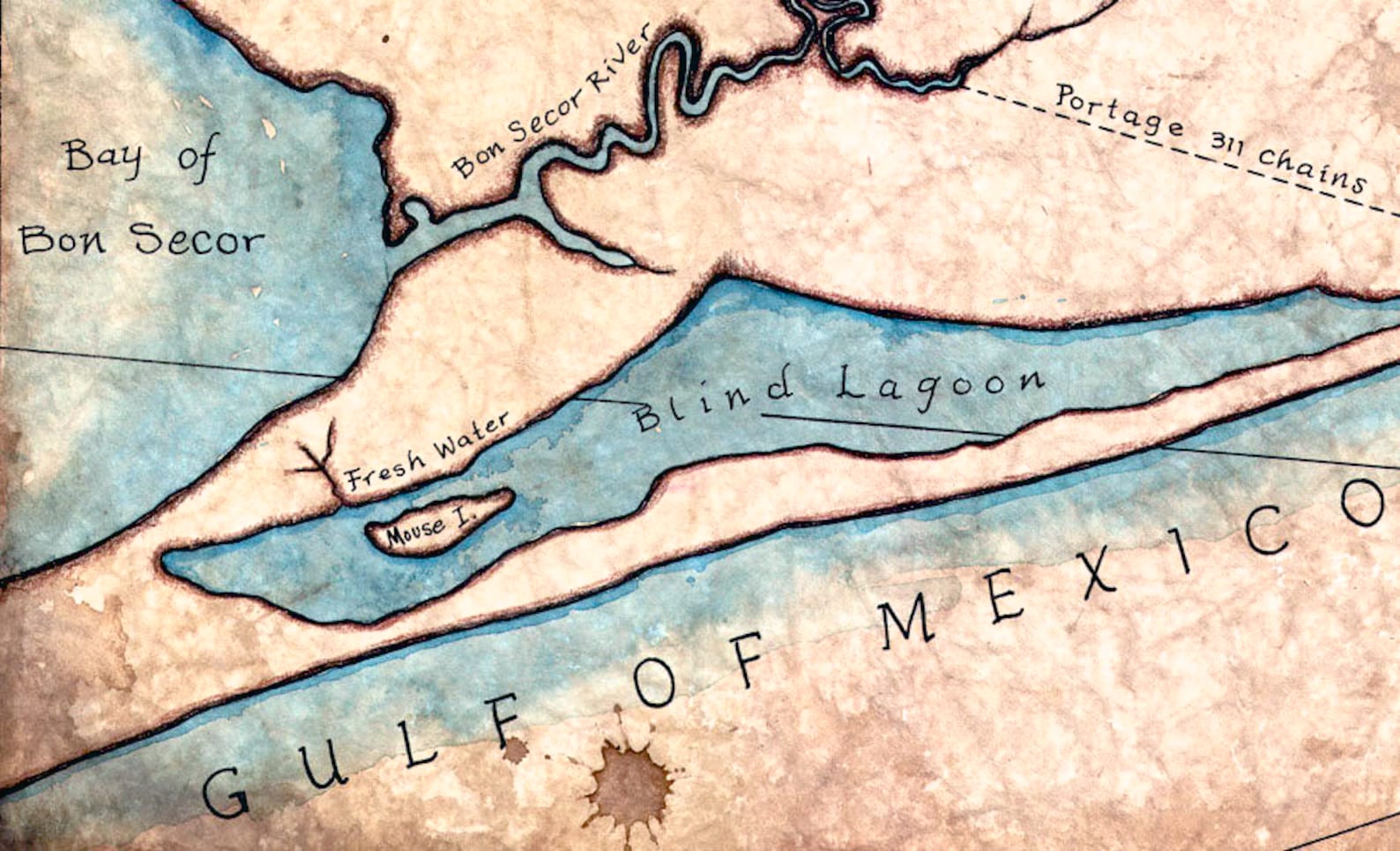 Perdido Bay Map Art C.1819 - 11 X 17 + Perdido Bay - Gulf of Mexico ...