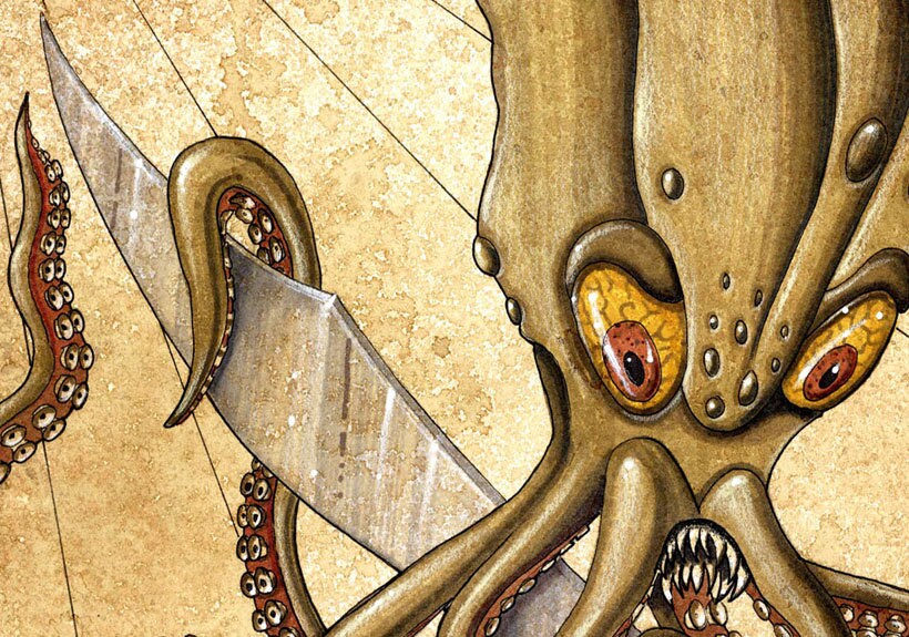 Kraken on A Sword Artwork Octopus Sword Pirates and | Etsy