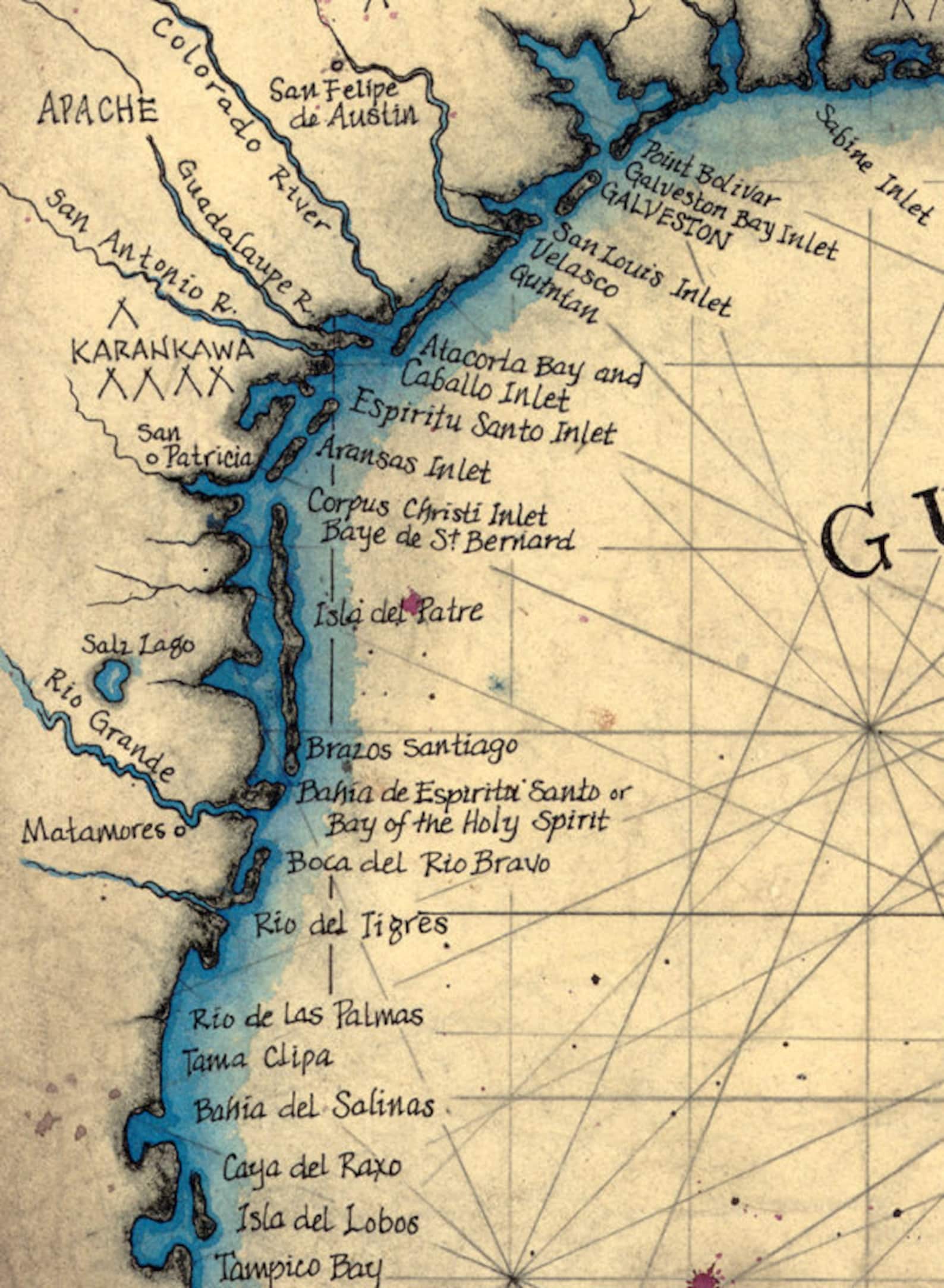 Gulf Coast 1809 Southeast Map Art, 13.5" X 19"+, Old Maps and Prints ...