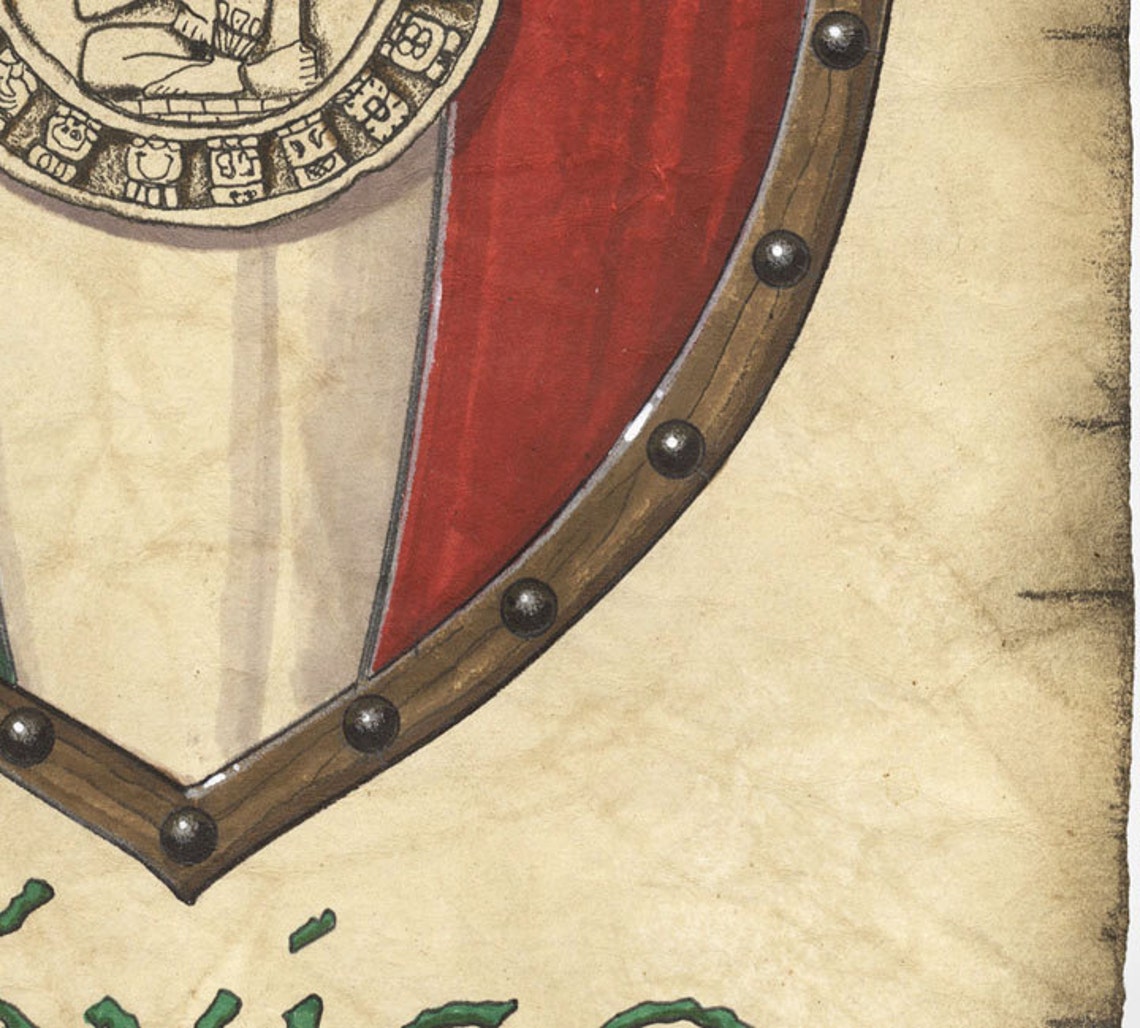 Mexico Crest Artwork Mexico Mayan Calendar Aztec Calendar - Etsy