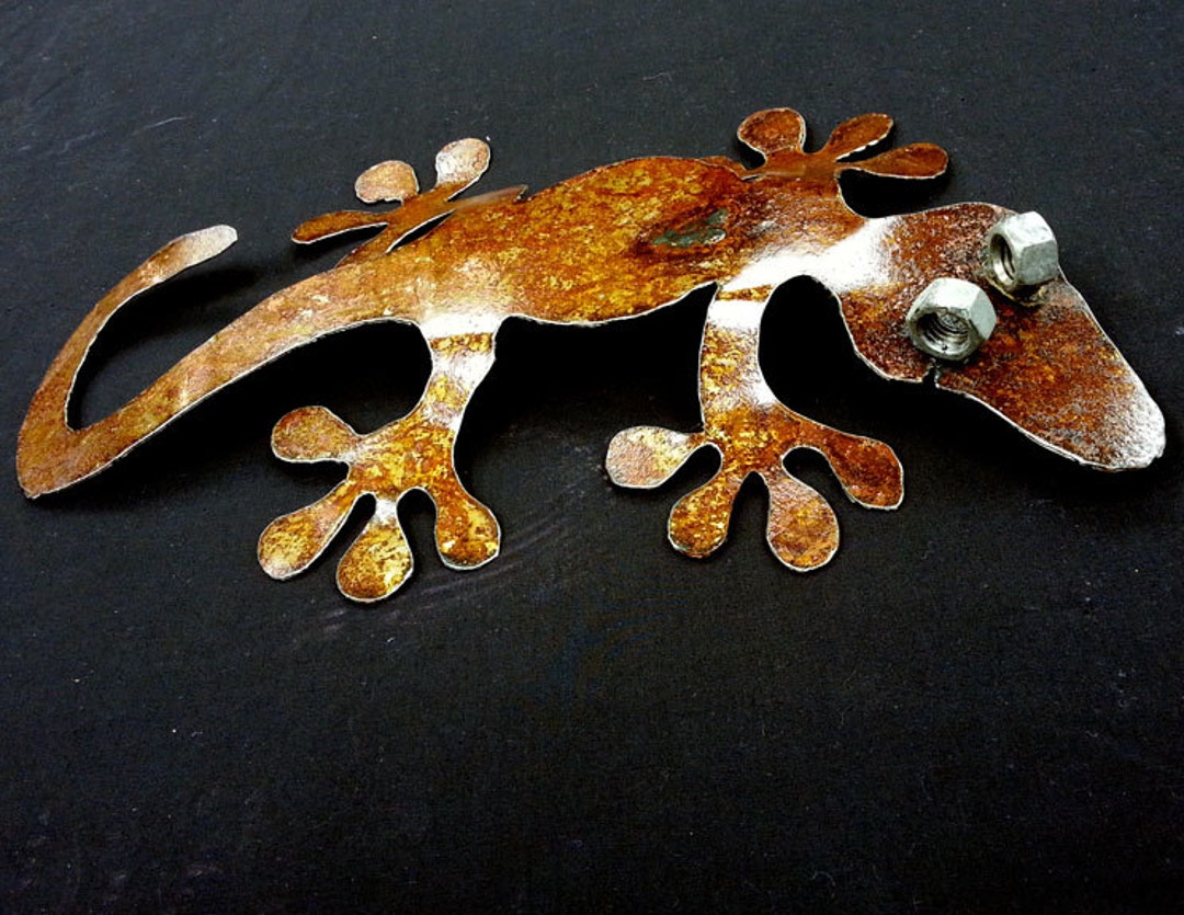 Metal Gecko Sculpture - 9" X 15" Gecko - Lizard - Metal Sculpture ...