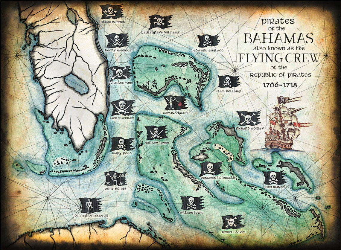 Pirates of the Bahamas 11 X 15 the Flying Gang Pirates - Etsy