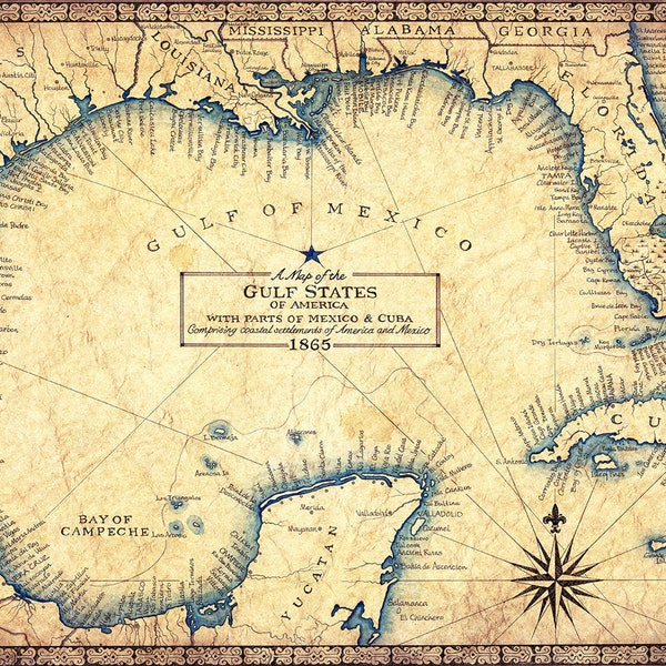 Old Maps Gulf of Mexico - Etsy