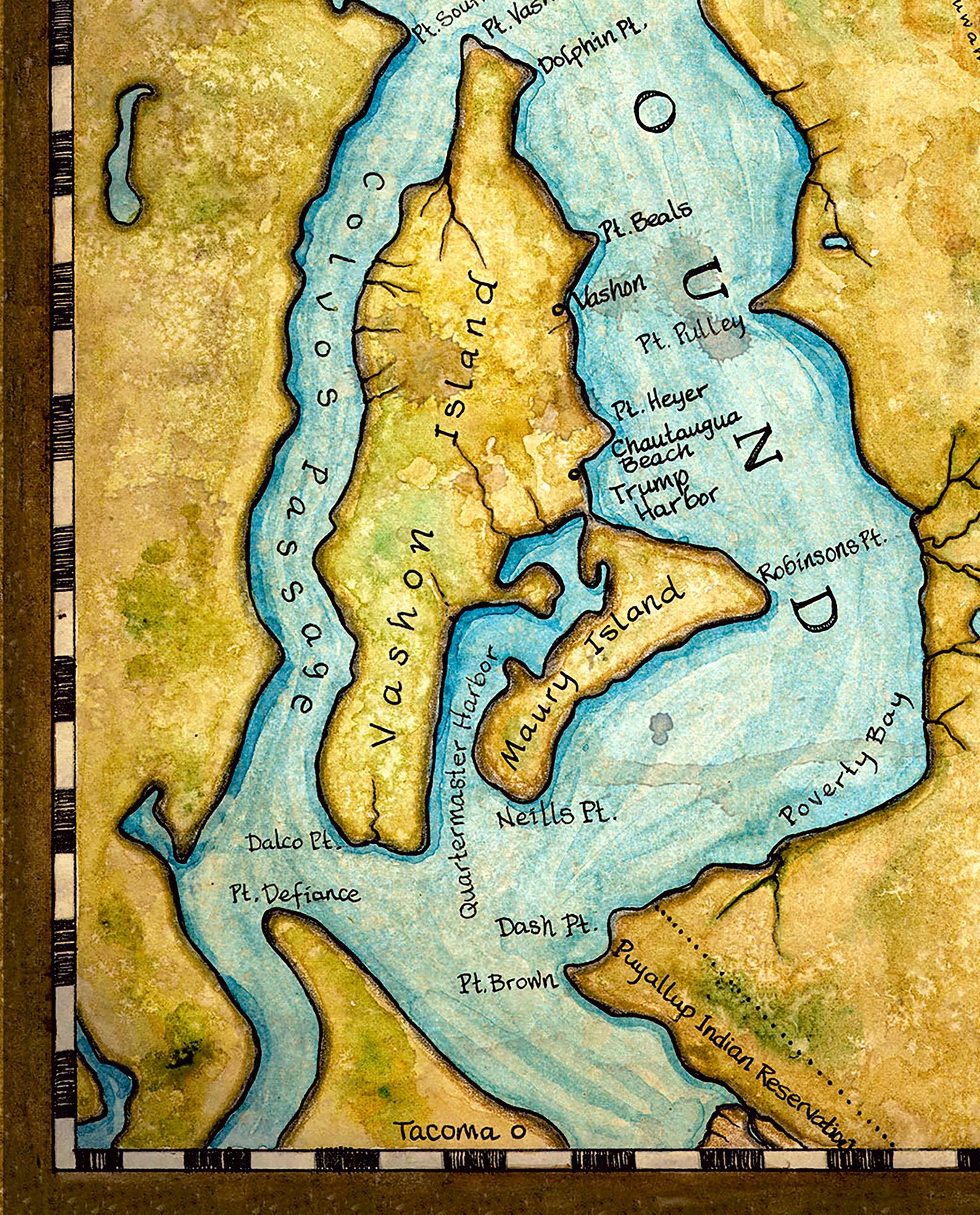 Puget Sound Map Art C.1890; Puget Sound Map; Seattle; Seattle Map ...