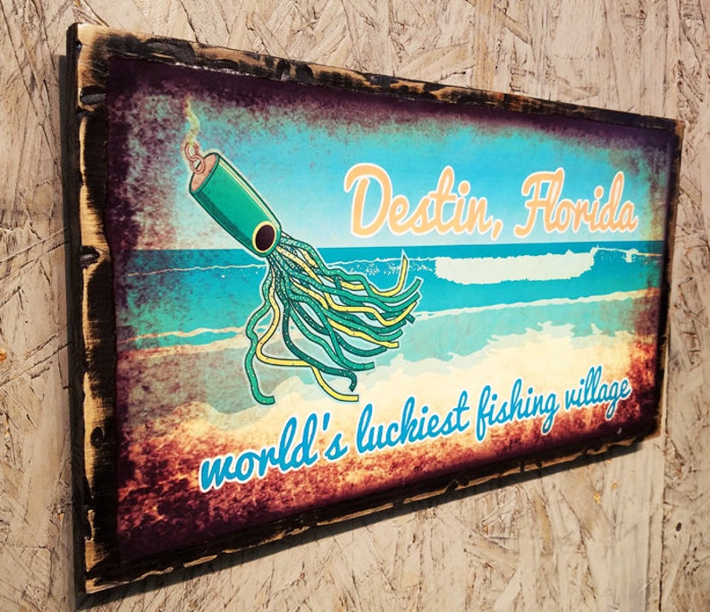 Vintage Destin Florida Sign, Original Artwork Signs, Destin, Florida ...