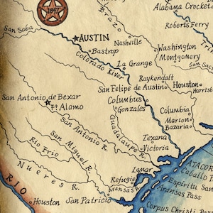 Texas Coast Map Art C.1847 @ 11" X 14" - Texas Coast - South Padre ...