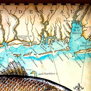Redfish on Louisiana Map; Hand Drawn Artwork; Redfish; Louisiana ...