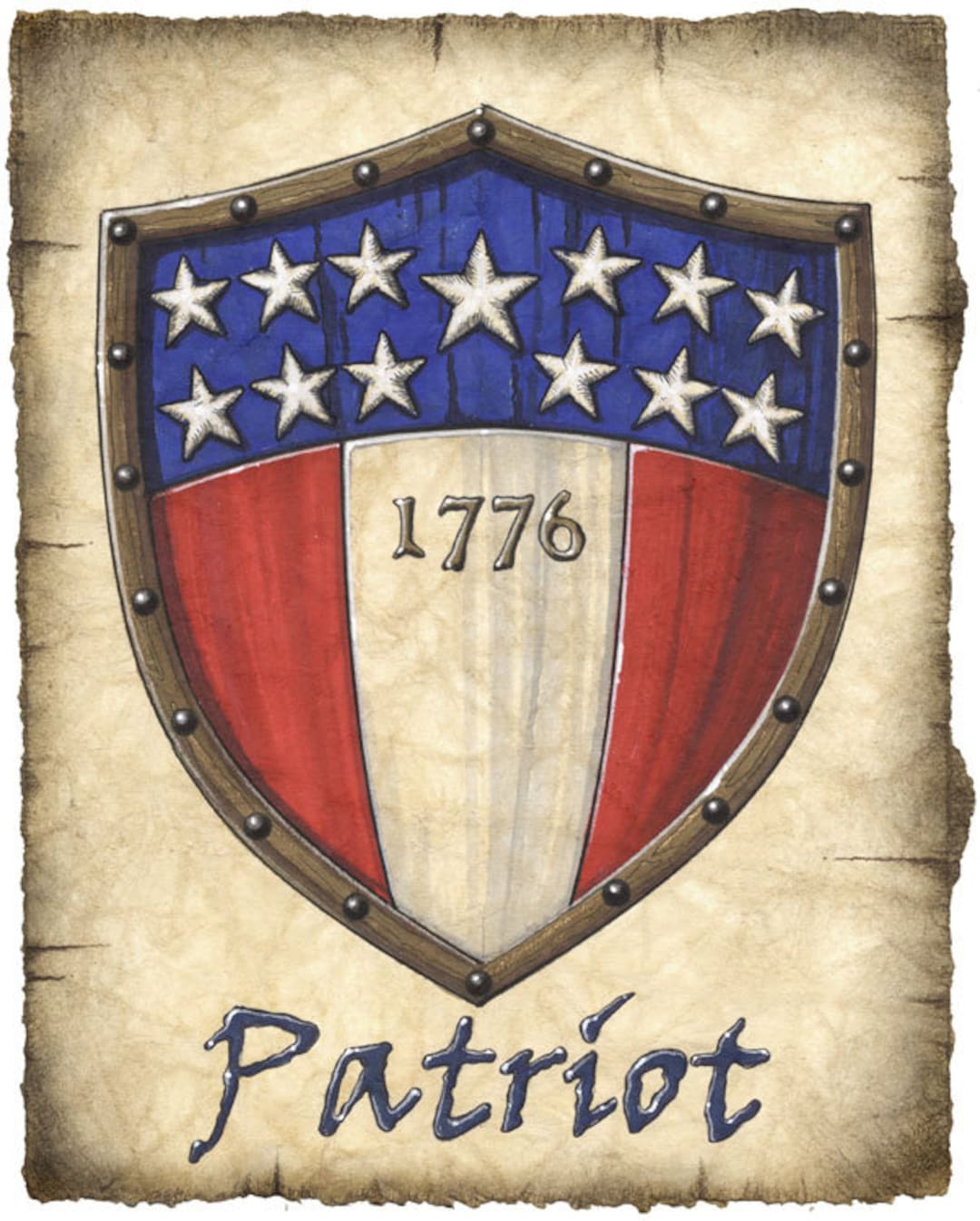 American Patriot Heraldic Shield 8x10+, Patriot - USA - American Flag ...