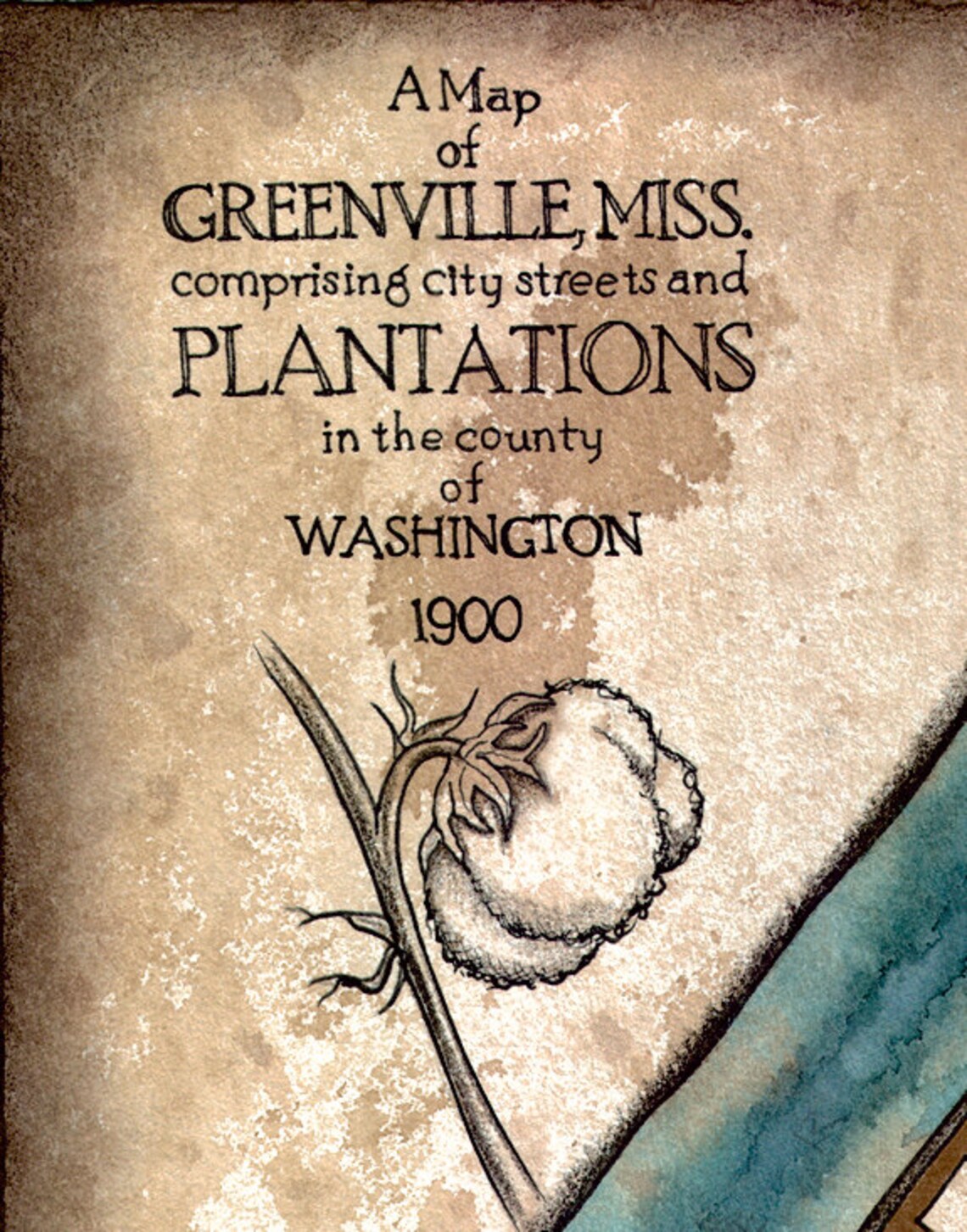 Greenville MS Map Art c.1900 11 x 15 | Etsy