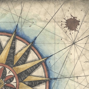 Compass Rose Art Print 8x10+ , Compass Rose - Nautical Art - Old Maps ...