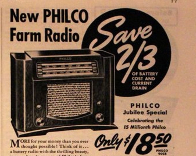 1940 Philco Farm Radio Ad With Pricing - All Electric - Wall Art ...